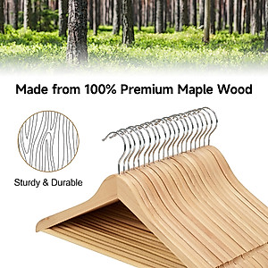 StorageWorks Wooden Suit Hanger, Heavy Duty Clothes Hangers 20 Pack, Natural Wood Color, Natural Wood Hangers for Suits, Shirts, Jackets, Pants