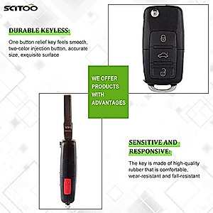SCITOO Keyless Entry Remote Flip Key FOB Shell 1PC 4 Buttons Replacement for Volkswagen Golf Jetta Passat HLO1J0959753AM