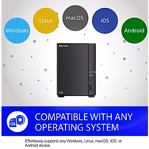 BUFFALO LinkStation 720 4TB 2-Bay Home Office Private Cloud Data Storage with Hard Drives Included/Computer Network Attached Storage/NAS Storage/Network Storage/Media Server/File Server