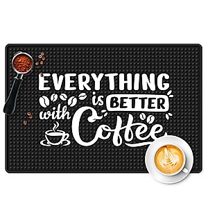 Coffee Bar Mat (18"x12") - Absorbent & Non-Slip Silicone - Perfect for Coffee Makers, Espresso Machines & Countertops - Stylish, Heavy-Duty & Easy-Clean Accessory for Shops, Restaurants & Hotels