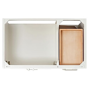 ARIEL Stafford 37 Inch Bathroom Vanity with Sink, White Bathroom Vanity, Solid Wood Vanity Base Cabinet, Carrara Marble Countertop, Left Rectangular Undermount Sink, 2 Soft Closing Doors, 5 Drawers