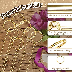 Bonsicoky 30 Pack Gold Floral Card Holder Picks - 13.2" Metal Gift Card Holder - Heart Shaped Place Card Holder for Wedding Birthday Party Bouquet Decorations