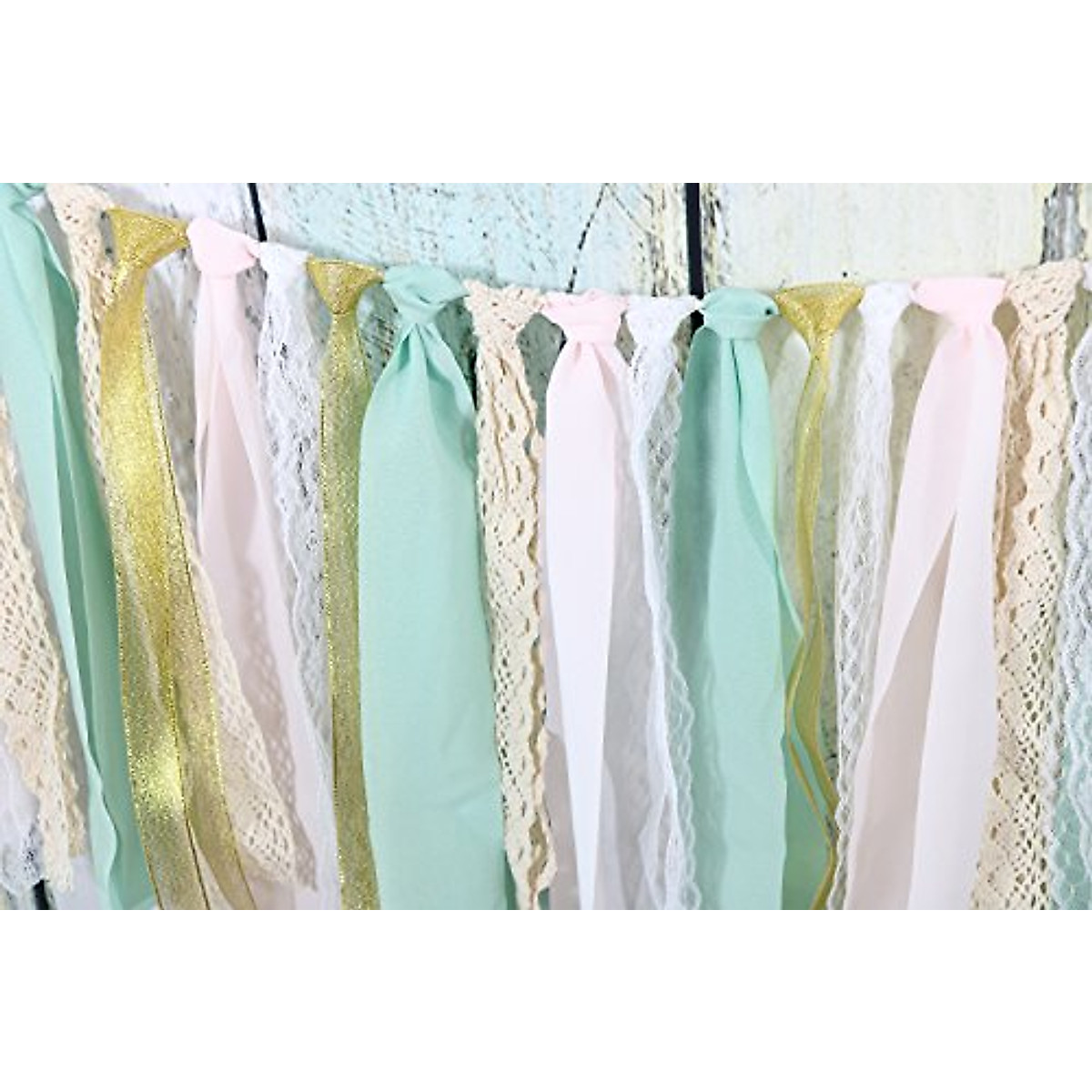 Lace Tassel Garland Fabric Garland Rag Tie Garland Shabby Chic Blush Banner Wedding Backdrop Wedding Decor Baby Shower Party Decor Home Decor Wall Hanging Boho Decor Fall Decor Birthday Banner