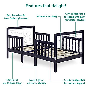 Dream On Me Star 3 in 1 Convertible Toddler Bed in Cool Navy, Converts to Chair&Table, Non-Toxic Finish, JPMA Certified, Made of Durable & Sustainable Pinewood