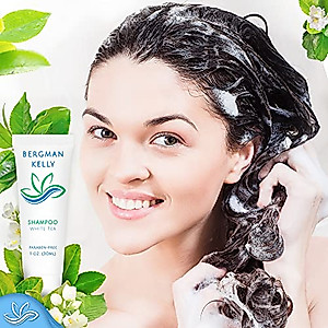 BERGMAN KELLY Rectangular Hotel Soap Bars, Shampoo & Conditioner 3-Piece Set (1 oz each, 150 pc, White Tea), Delight Guests with Revitalizing & Refreshing Mini Travel Toiletries & Bulk Amenities