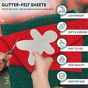 FabricLA | Glitter Felt Fabric | Glitter Fabric | Felt Fabric by The Yard | Sparkling Shimmery Felt Fabric | 36X60 Inch Wide | White