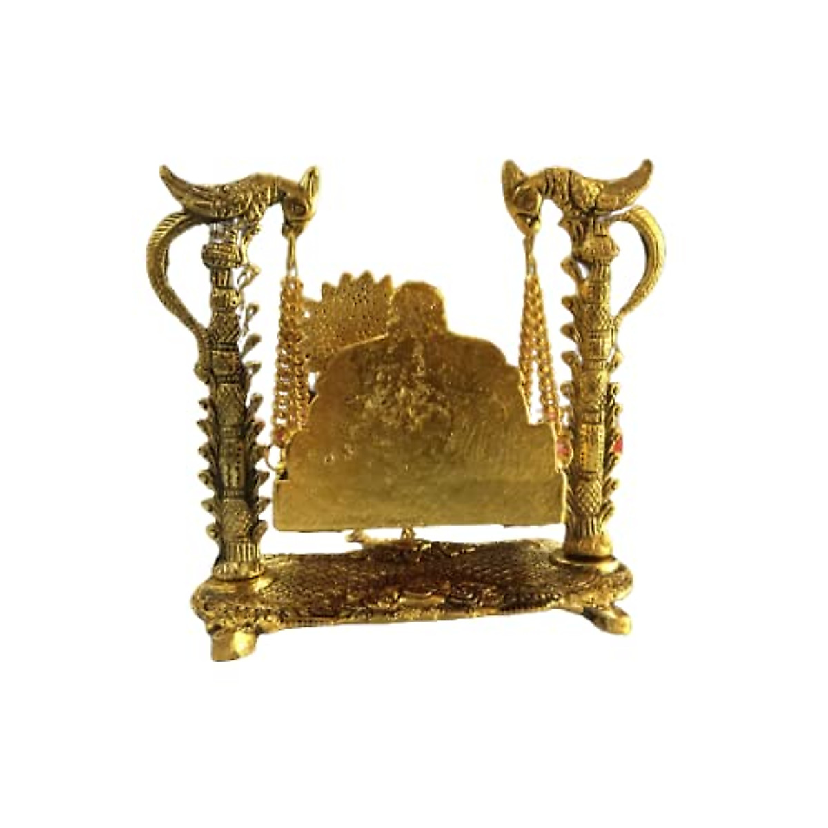 DCVCRAFT Traditional Handicraft Indian Antique Look Temple Arch/gate Design Jhula Singhasan for Lord Krishna, Laddu Gopal Sofa with Jhula, Brass Jhula (Pattern-1)