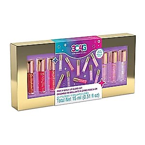 3C4G Three Cheers for Girls - Pink and Gold Lip Gloss Set 10 Pack - Kids Lip Gloss for Girls & Teens - Vanilla Flavored Hydrating Lip Gloss Set - Colors Include Pink, Purple, Nude & More! - Ages 8+