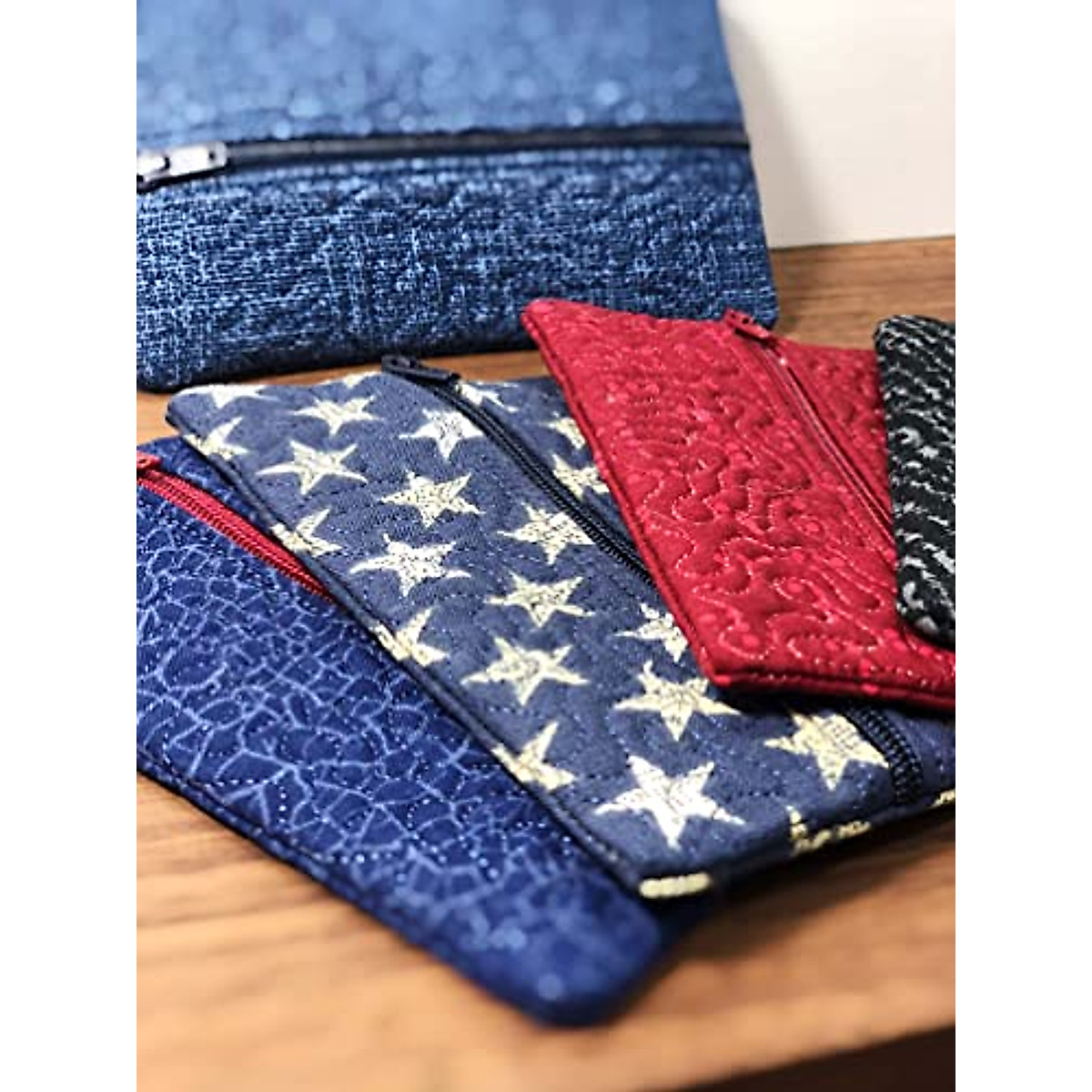 Tissue Pouch Zipper Enclosed Fabric Travel And Purse Tissue Holder (Blue, Stars)