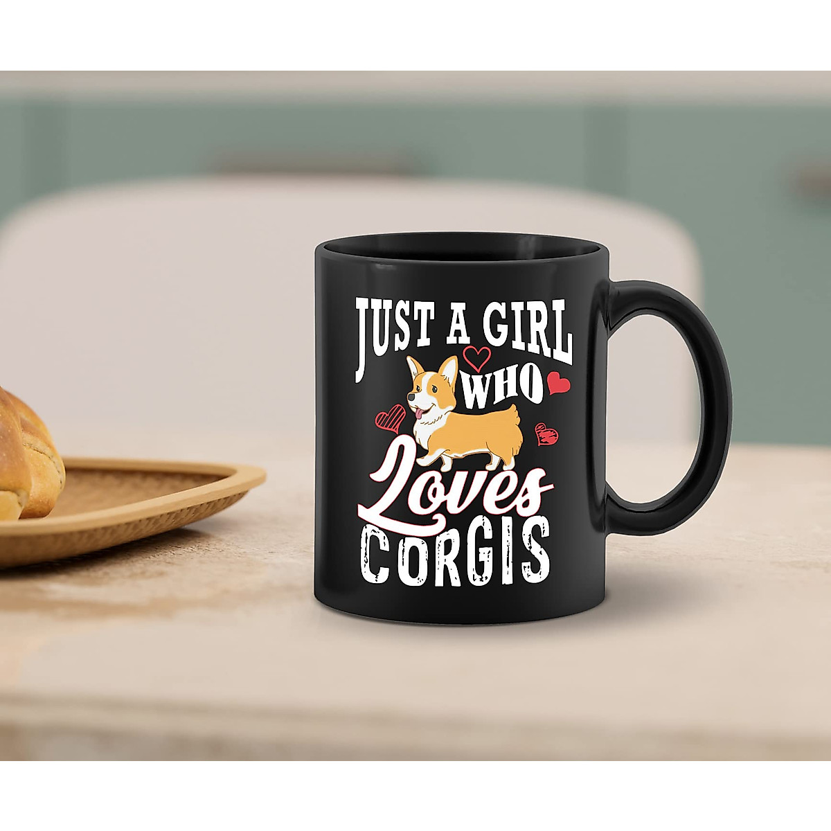PUHEI Just A Girl Who Loves Corgis 11 Ounces Ceramic Mug Cup, Cute Corgi Dog Coffee Tea Mug Cup, Home Girls Room Office Decor, Christmas Birthday Gifts for Dog Lovers Corgi Mom Owner Girls