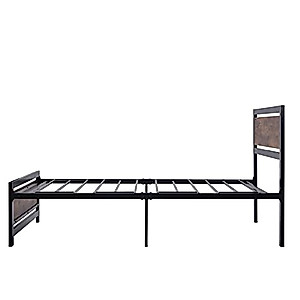 Metal Twin Bed Frame with Headboard, Bed Frame for Men Black Metal Bed Frame with Headboard and Footboard No Box Spring Needed 77.5 Inch