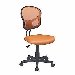 OSP Home Furnishings EM Series Mesh Back Armless Task Chair with Padded Fabric Seat and 360 Degree Swivel, Orange