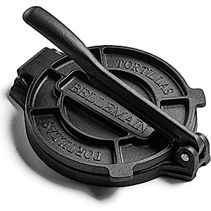 Bellemain Cast Iron Tortilla Press 8 Inch, Heavy Duty Tortilla Maker Press & Dough Maker for Flour Tortilla Press, Prensa Para Tortillas, Roti Maker, Quesadilla Press & Taco Maker Roti Press