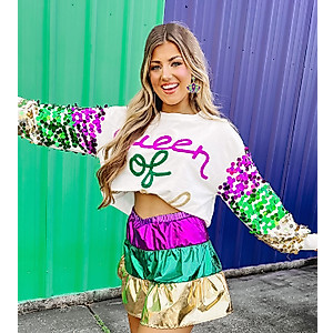 Beaded Mardi Gras Earrings for Women Purple Green Gold Earrings Temps Bons Fleur De Lis Carnival Earrings Jewelry Gifts (Hat)