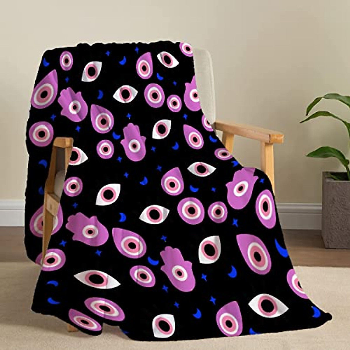 Todeyya Evil Eyes Blanket-​Super Soft Flannel Fleece Blanket, Lightweight Microfiber Cozy Plush Blanket for Couch Sofa Gifts L 80x60 in for Adults