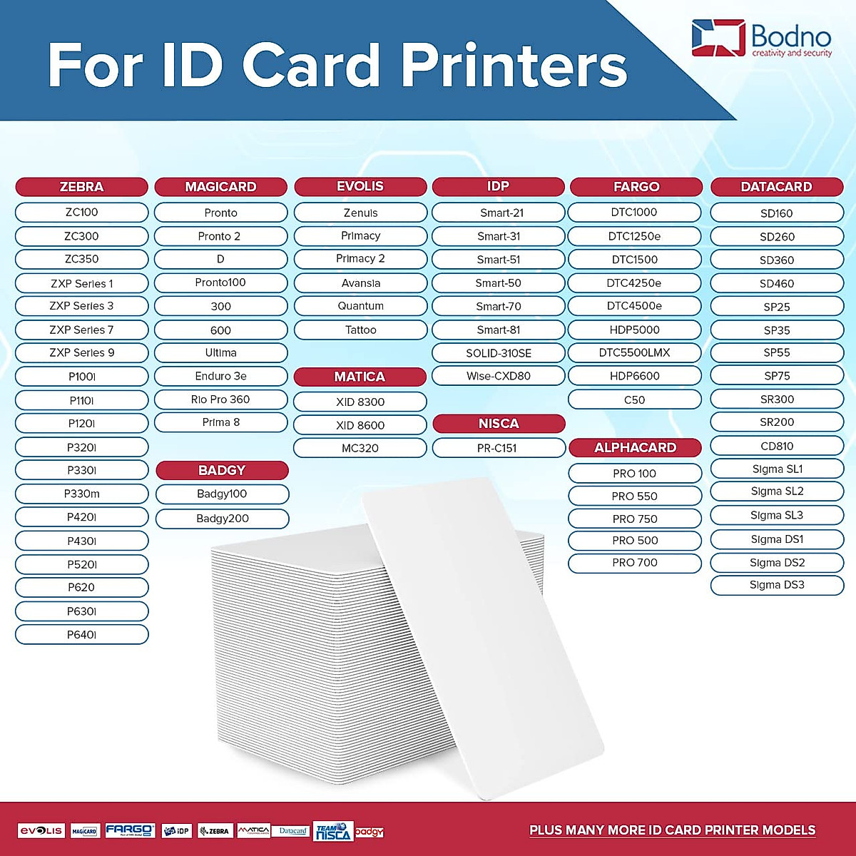 500 Pack - Bodno Premium CR80 30 Mil Graphic Quality PVC Cards