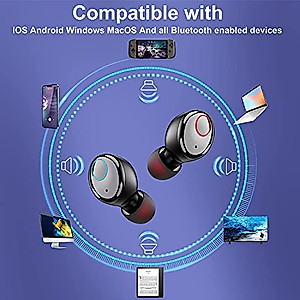 Bluetooth Earbuds,Kurdene S8 Wireless Earbuds 48H Playtime Call Noise Cancelling IPX8 Waterproof Ear Buds Deep Bass Earphones with Microphone in-Ear Stereo Headphones for Work,Sport,Running