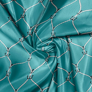 Lunarable Nautical Fabric by The Yard, Tied Navy with Small Anchors Pattern in Axis Fishnet Mesh Knot Marine Illustration, Decorative Satin Fabric for Home Textiles and Crafts, 1 Yards, Blue