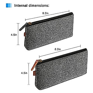 ProCase [2 Pack Black Small Pencil Bag Pen Case Bundle with [2 Pack] Grey Large Pencil Bag Pen Case