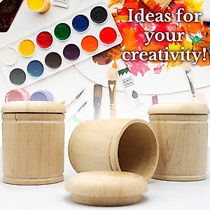 AEVVV 3pcs 2.8''x2'' Round Wooden Box with Lid Trinket Box Wedding Jewelry Box Decorative Boxes DIY Storage Trinket Bearer Container Case Wood Ring Box