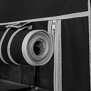 64" Portable Closet Wardrobe, Freestanding Closet Wardrobe with Non-Woven Fabric, Closet Storage Organizer with 6 Shelves and 1 Clothes Hanging Rails, Easy to Assemble (41.3" x 18" x 64", Black)