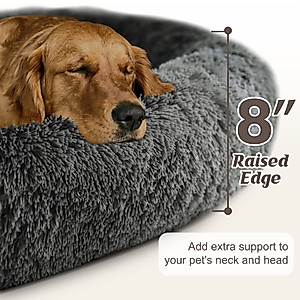 Syalife Shaggy Plush Calming Dog Couch Bed Pet Protector, Fluffy Waterproof Lining and Nonskid Bottom, Dog Mat for Furniture Protector with Washable Cover(55"x43"x8", Light Gray)