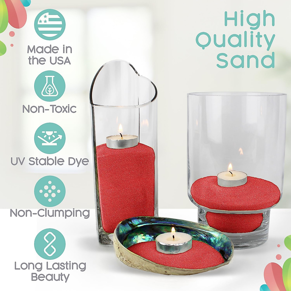 Sandsational Sparkle Ruby Red Sand for Weddings & Crafts