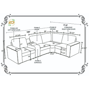 AYCP Flannel Modular Sectional Sofa Set, U/L Shape Convertible, Console with USB Charging Ports and Power sockets for Living Room/House/Bedroom/Office/Apartment (Grey, L Shape with Console), F599X