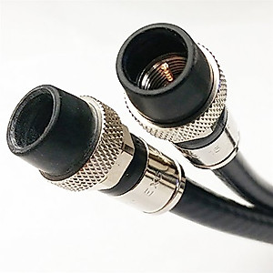 RG6 Coaxial Cable 50ft (Black) - Weather Boot - UL ETL CMR CATV Fire Retardant Satellite Audio Video HD Cable AQUASEAL Compression F-Connectors - Made in USA by PHAT SATELLITE INTL