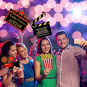 Hicarer 32 Pieces party decorations Red Carpet Cutouts Cards Table Toppers Movie Theme Decor Double-sided Printing Red Golden Black for Night Party Supplies