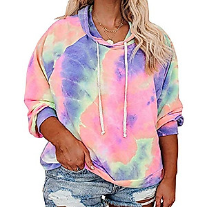 VISLILY Plus Size Hoodies for Women 4X Color Block Fall Sweaters ZQ 26W