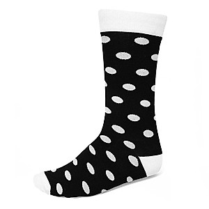 tiemart Men's Socks, One Pair (Black and White Polka Dot)