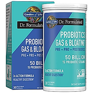 Garden of Life Dr Formulated Once Daily 3-in-1 Complete Prebiotics, Postbiotics & Probiotics for Women and Men - PRE + PRO + POSTBIOTIC Supplement for Gas & Bloating - 50 Billion CFU, 30 Day Supply