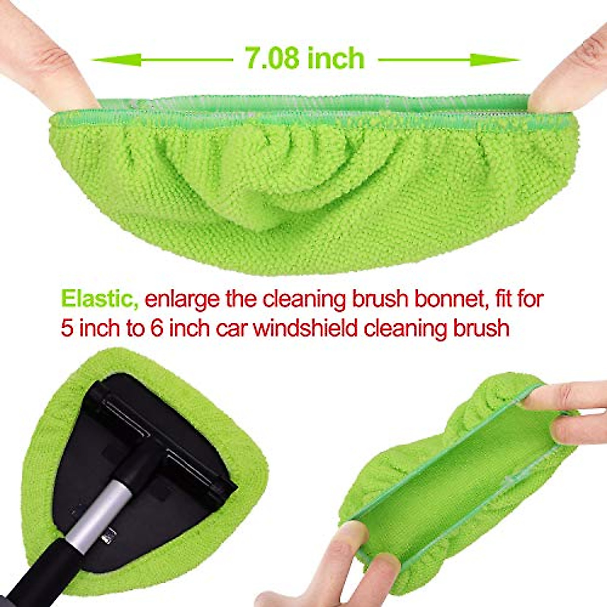 5 Pack Car Care Replaced Microfiber Clothes for XINDELL Windshield Cleaning Brush Cotton Terry Washable Car Washing Pads - 5 Inch Diameter (Green,Triangle)