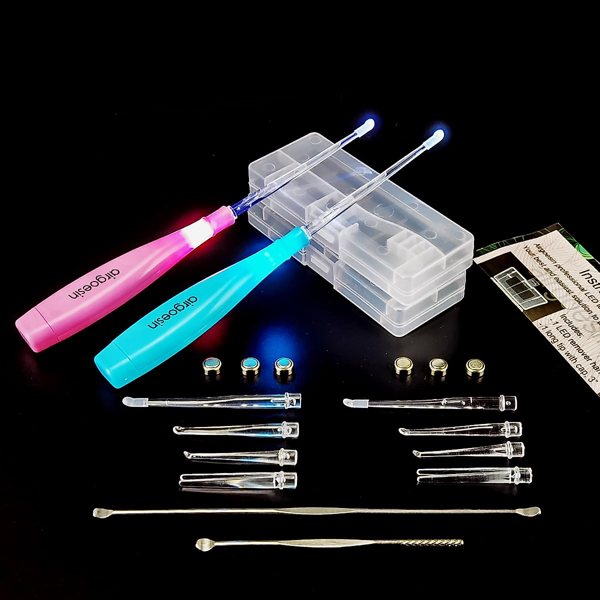 Airgoesin Upgraded 2 Lighted Tonsil Stone Remove Tool Tonsillolith Pick + Irrigation Clean Syringe Fresh Breath Oral Rinse