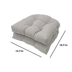 Srutirbo Outdoor Chair Seat Cushions Set of 2, Waterproof 19" x 19"U-Shaped Patio Chair Cushions for Indoor/Outdoor Wicker Chair Rocking Chairs, Garden Furniture Kitchen Dining Room (Light Grey)