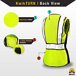 KwikSafety - Charlotte, NC - RoadBOSS Economy Safety Vest for Women [SNUG-FIT] 10 Pockets Class 2 High Visibility Reflective Tape ANSI OSHA Hi Viz Construction Work Gear/Yellow Medium