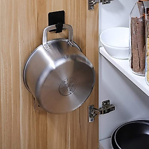 Taozun Adhesive Hooks - Black Towel Hooks 4 Packs Coat Robe Hooks Stainless Steel Wall Hooks Rustproof and Oil Proof for Kitchen Bathroom