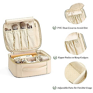 Vlando Toiletry Bag, Large Wash Bag, Travel Cosmetic Make-up Bag, Multi-compartment with Dividers for Cosmetics Makeup Brushes Toiletry Jewelry Accessories, Beige