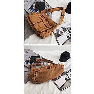 HUALEYNA Canvas Crossbody Bag for Women Large Messenger Bags Travel Shoulder Bag Multi-pocket (Black)