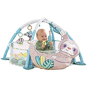 Infantino 4-in-1 Sloth Jumbo - Combination Baby Activity Gym and Ball Pit for Sensory Exploration and Motor Skill Development, for Newborns, Babies and Toddlers
