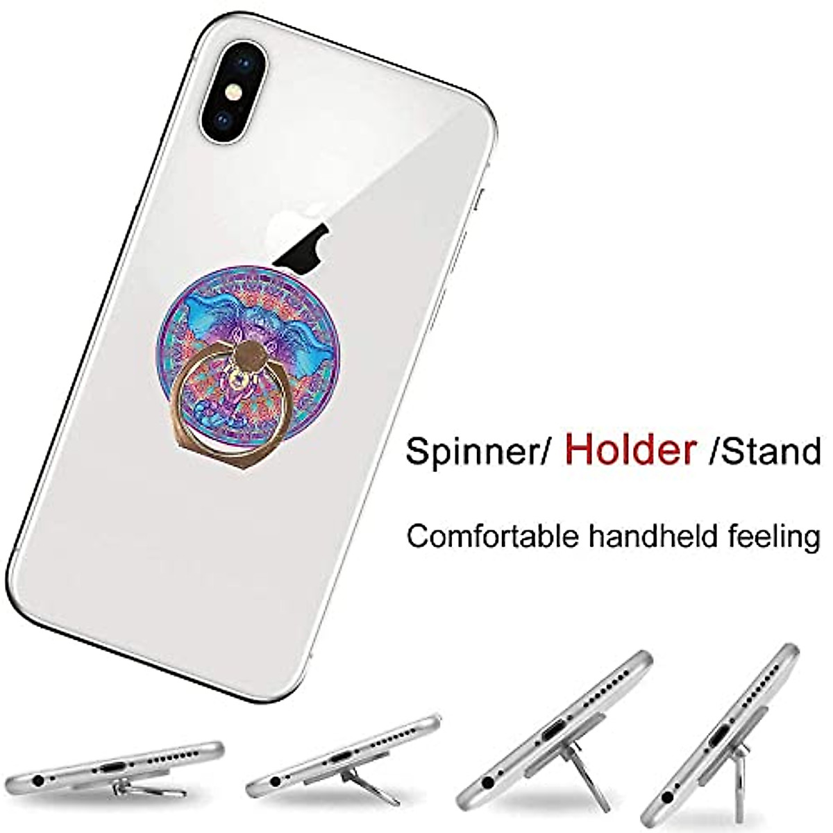 Cell Phone Ring Holder Stand, Lightweight and Convenient 360 Degree Rotation Universal Smartphone Round Ring Holder, Compatible with Smartphones and Tablets (Camouflage Elephant)