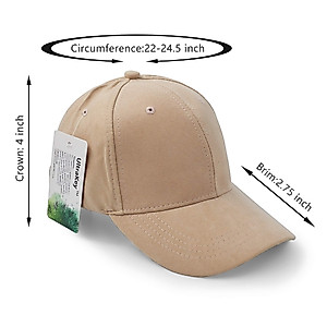 UltraKey Suede Baseball Cap, Unisex Faux Suede Leather Classic Adjustable Plain Hat Baseball Cap(Khaki)