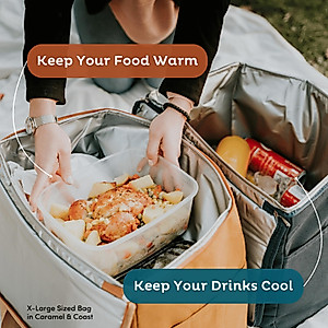 Reusable Insulated Grocery Bag - Leak Proof, Large Insulated Cooler Bag - Insulated Shopping Bags for Groceries - Travel Cooler Bag for Frozen and Hot Food with Zippered Top - for Picnic (Deep Blue)