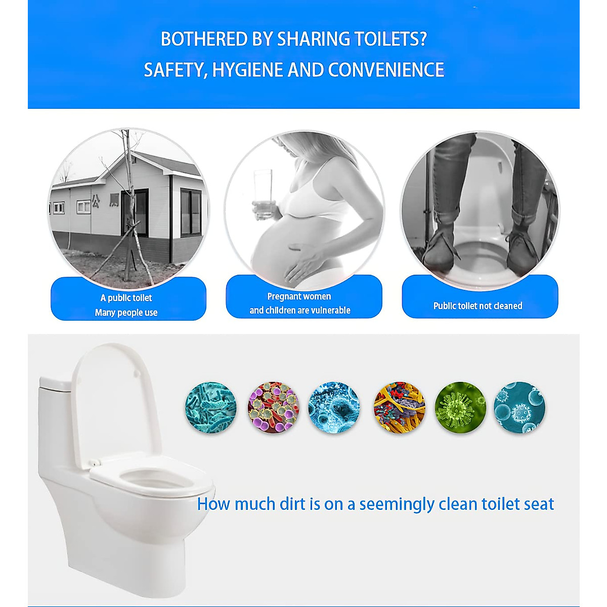 50 Pack Toilet Seat Covers Disposable,Plastic Toilet Seat Cover Waterproof and Non Slip Individually Wrapped for Travel Perfect for Potty Training Ideal for Kids Potty Training and Adult