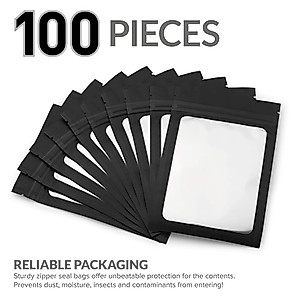 Mylar Bags with Ziplock 4.5 x 6.5" | 100 Bags | Black | Sealable Heat Seal Bags for Candy and Food Packaging, Medications and Vitamins | For Liquid and Solids (Black, 4.5" x 6.5")