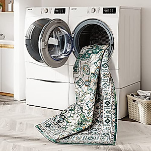 zesthome 8x10 Area Rugs,Stain Resistant Washable Rug,Ultra-Thin Rugs for Living Room,Bedroom,Non-Slip Backing Home Decor Boho Large Area Rug (Green,8'x10')