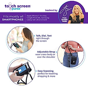 ALLSTAR INNOVATIONS touch screen purse by Lori Greiner Fits Most Smartphones - Stylish Crossbody with Shoulder Strap -RFID Keeps Cash, Credit Cards, Phone Screens Safe- Black