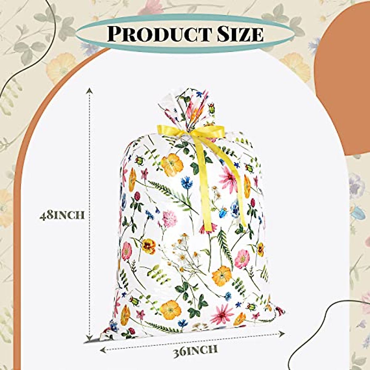 TaoBary 4 Pcs Large Gift Bags Jumbo Wedding Gift Bag Plastic Oversized Plastic Storage Bags 48"x 36" with 4 Rolls Ribbons for New Parents Baby Shower Birthday Engagement Christmas Party