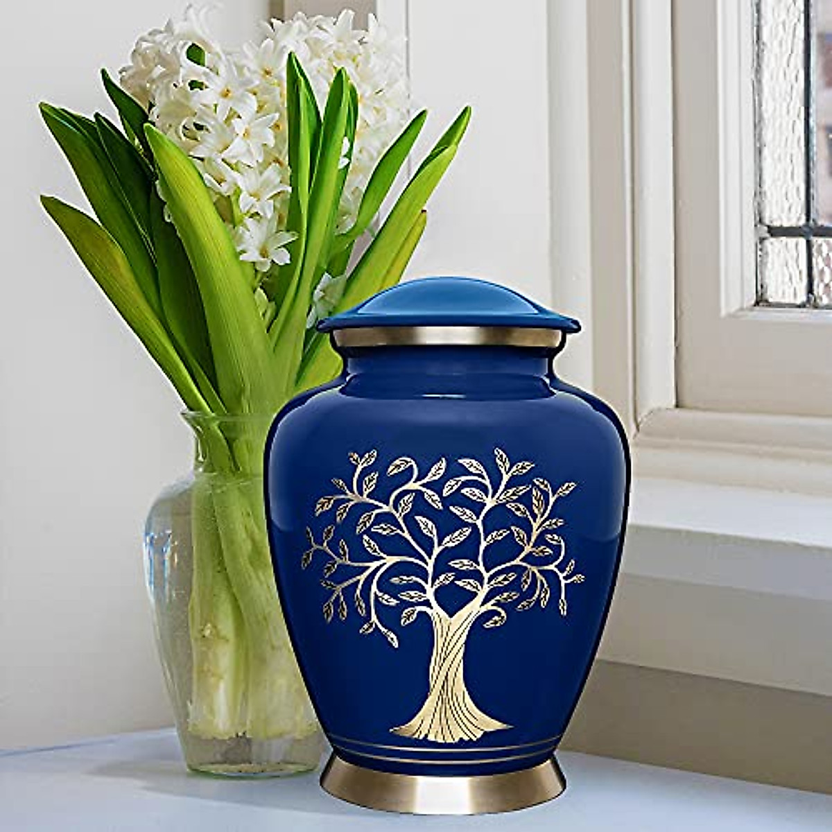 Trupoint Memorials Cremation Urns for Human Ashes - Decorative Urns, Urns for Human Ashes Female & Male, Urns for Ashes Adult Female, Funeral Urns - Blue, Large